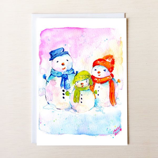 Snowie Family - Illustrated 5x7 Greeting Card with Envelope – Bella ...